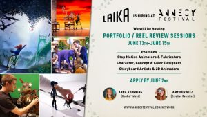 LAIKA is hiring at Annecy Festival! Attendees can log in and apply here: - INDAC